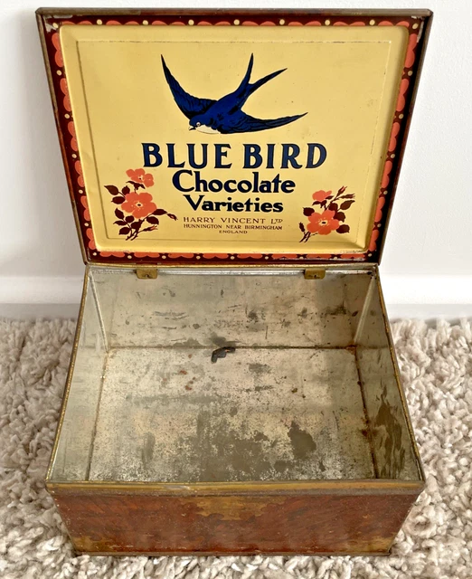VINTAGE BLUE BIRD Chocolate Toffee Tin - 1930’s Harry Vincent Ltd ...