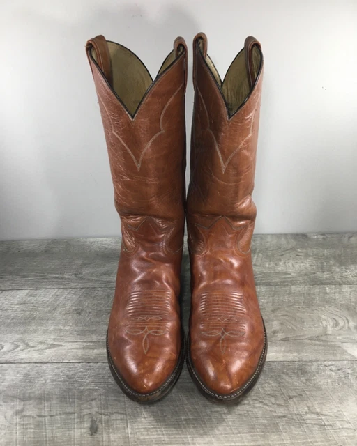 VINTAGE TONY LAMA Cognac #5084 Leather Black Label Cowboy Western Mens ...