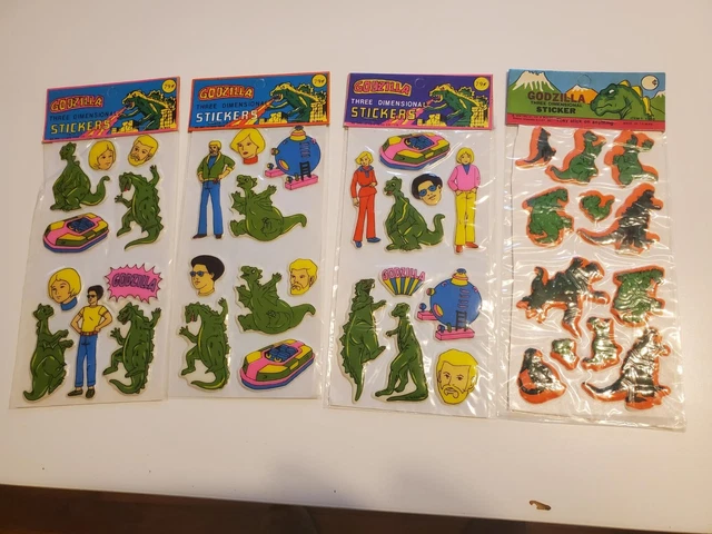 VINTAGE GODZILLA ANIMATED series Hanna Barbara puffy stickers set 1978 ...