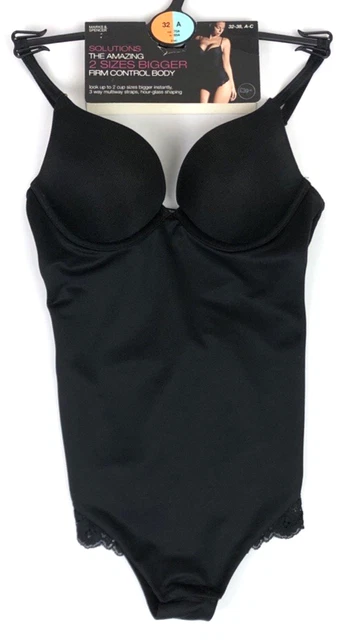 M&S - 2 Cup Sizes Bigger Boost Push Up Multiway Body 32A BLACK RRP £39. ...