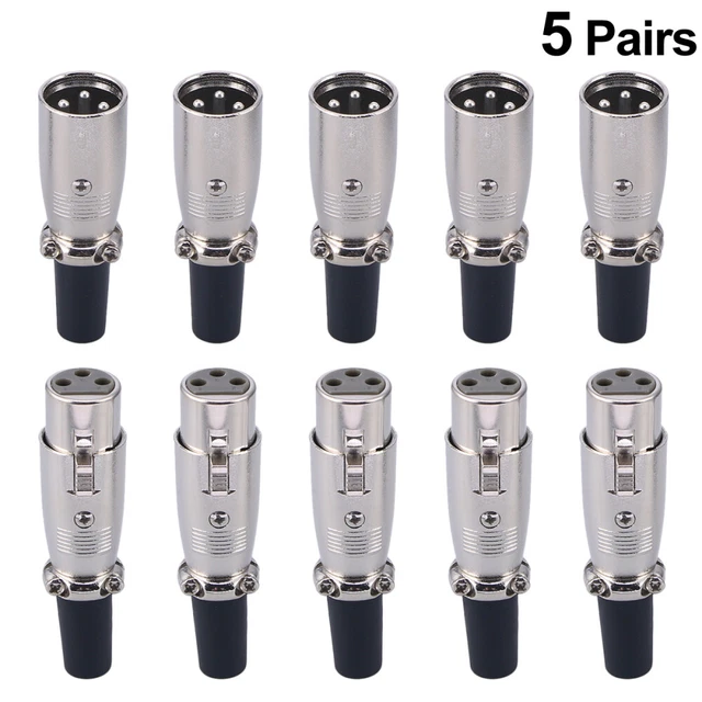 5 PAIRS 3 Pin Mic Connector Microphone Plug Cable Adapter Line £12.99 ...