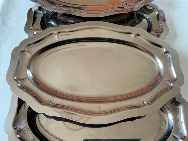 &ANCIEN PLAT DE SERVICE OVAL EN INOX (40 x 26 cm) EUR 9,99 - PicClick FR