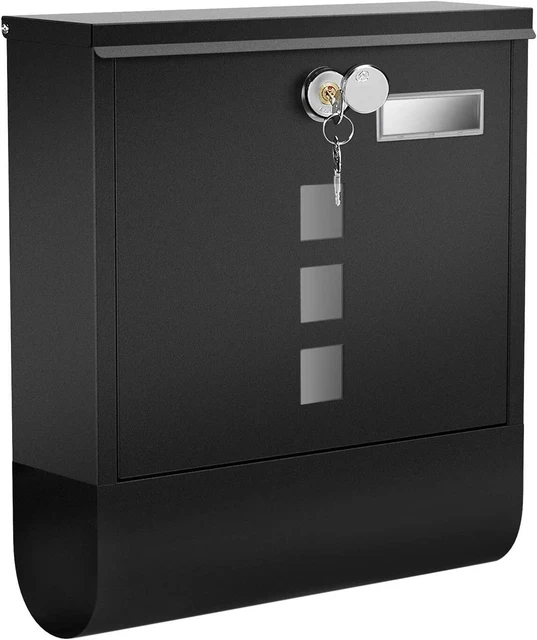 SONGMICS BLACK MAILBOX Wall Mounted Post Letter Box With Lock Newspaper ...