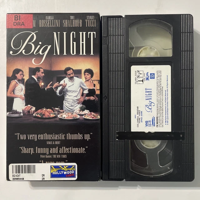 BIG NIGHT (VHS, 1997) Stanley Tucci, Minnie Driver, Ian Holm ~ BUY 2 ...