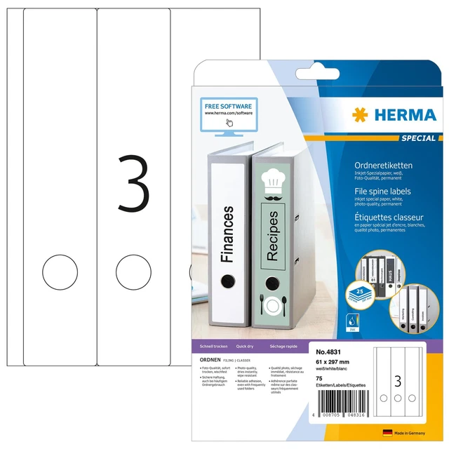 SELF ADHESIVE SPINE Labels for Lever Arch Files - 75 Blank Stickers £14 ...