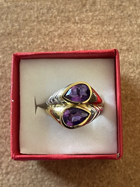MOROCCAN AMETHYST RING In 18K Gold Vermeil & Platinum Plated Sterling ...