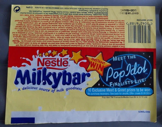 2004 NESTLE POP IDOL 1 ORIGINAL EMPTY CHOCOLATE BAR WRAPPER £1.35 ...
