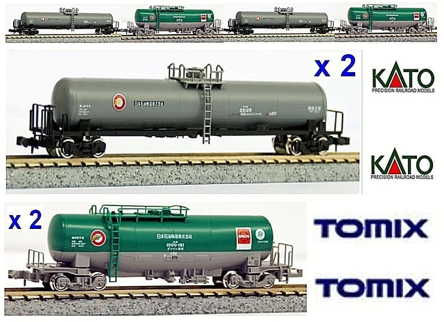 KATO-TOMIX FREIGHT TRAIN #4 Wagons Tank Oil Long Step Petrol N Scale ...