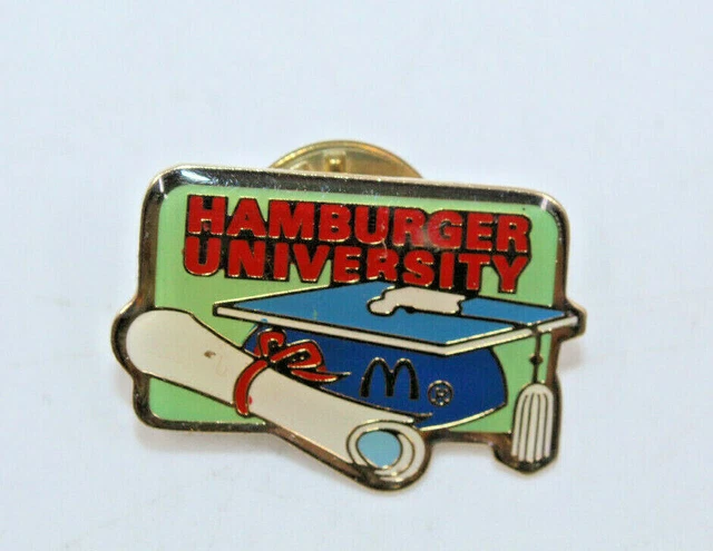 MCDONALDS HAMBURGER UNIVERSITY Logo Employee Crew Pinback Pin Button ...