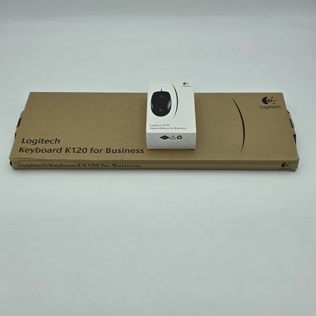 LOGITECH KEYBOARD & Optical Mouse Combo Set B100 K120 Wired Full-Size ...