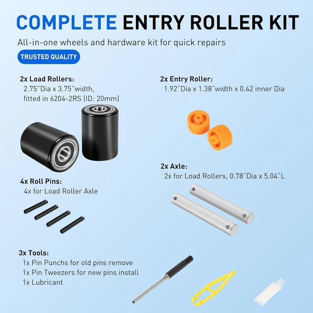 PALLET JACK FRONT Load Wheels Replacement Kit for Crown PTH50 Pallet ...