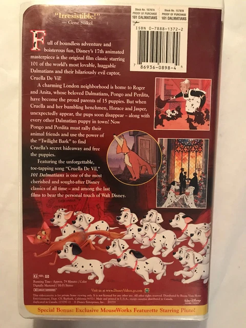 DISNEY MASTERPIECE 101 DALMATIANS VHS Clamshell £3.48 - PicClick UK