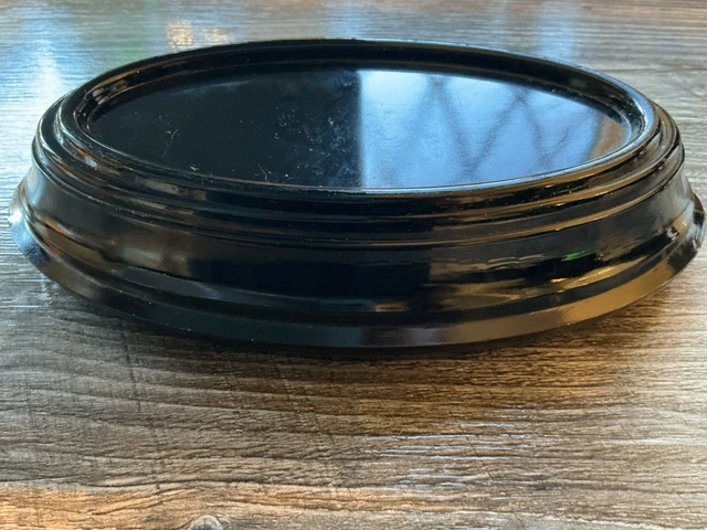 LARGE OVAL OLD Vintage Black Glass Vase Bowl Base Plinth Deco £7.59 ...