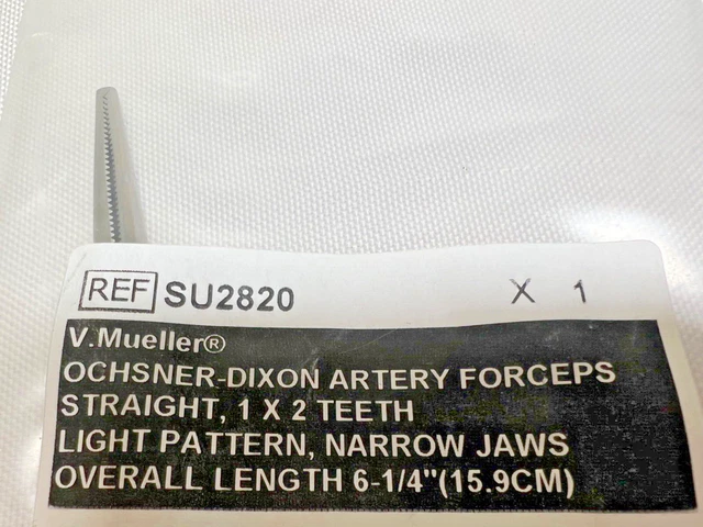 PAIR OF 2 V. Mueller SU2820 Ochsner-Dixon Artery Forceps, 1 X 2 Teeth ...
