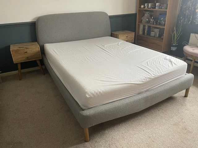 SIMBA KING SIZE Grey Bed Frame And Silentnight Studio Memory Foam ...