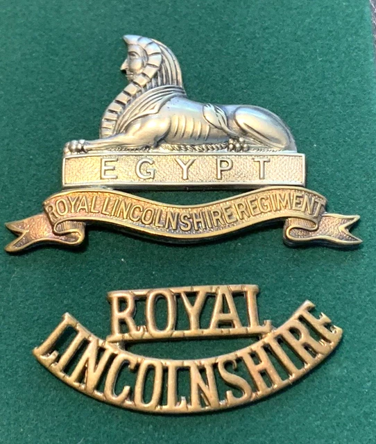 ROYAL LINCOLNSHIRE REGIMENT Cap Badge and Shoulder Title Genuine £19.95 ...