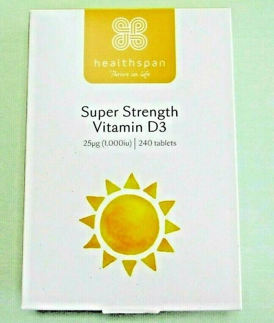 HEALTHSPAN SUPER STRENGTH Vitamin D3. 1,000iu. 240 Tablets £11.95. EXP ...