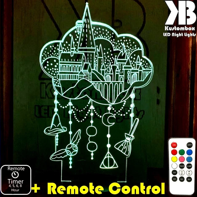 HARRY POTTER HOGWARTS Castle 3D LED Night Light Lamp 7 Colour + Remote ...