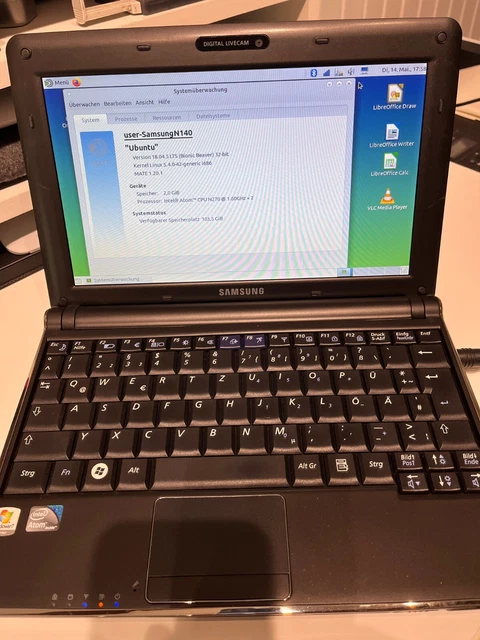 SAMSUNG N140 NETBOOK 10,1', 2GB RAM, neue CMOS Bat + 128 SSD, Ubuntu ...