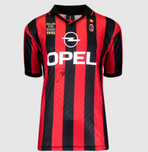 MAGLIA GEORGE Weah ac Milan 95 Autografata WEAH Jersey Autographed ...