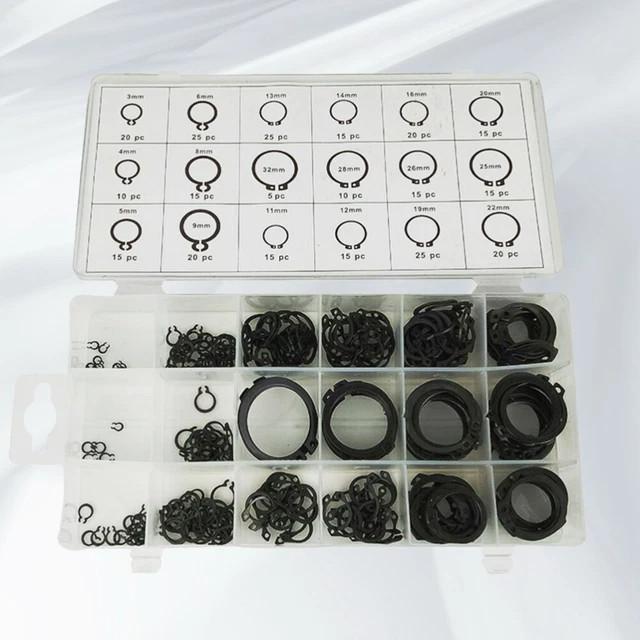 300 PCS EXTERNAL Snap Ring Assortment Kit Set Circlip 18 Sizes ...