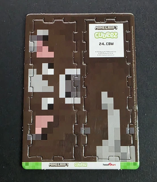 WOOLWORTHS 2025 MINECRAFT Cubeez #24. Cow - Cardboard Mailer $4.99 ...