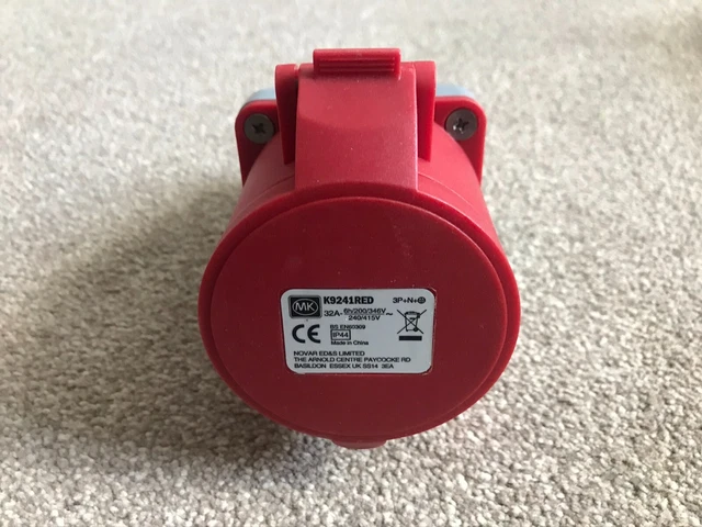 MK K9241RED COMMANDO Socket 32A 3P+N+E Red 3 Phase £16.32 - PicClick UK