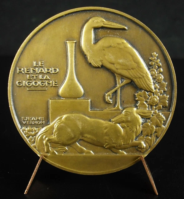 MÉDAILLE FABLE DE Jean de la Fontaine Le Renard et la Cigogne pour les ...