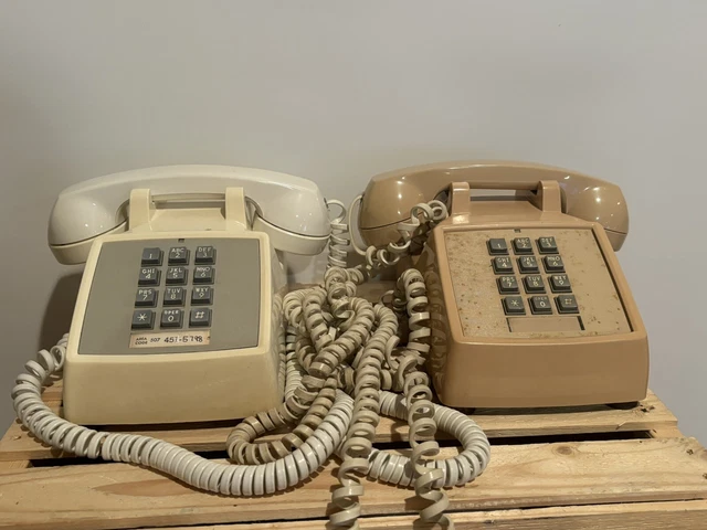 VINTAGE CORDED PUSH Button Dial Telephone Set Of Two. Cream & White £28 ...