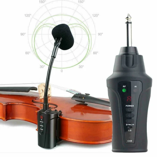 UHF WIRELESS MICROPHONE Condenser Clip on Instrument Mic for Violin ...