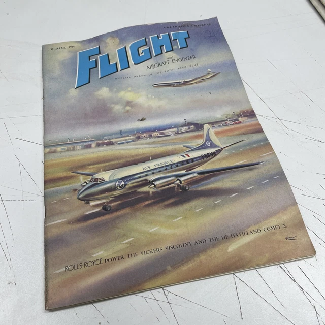 VINTAGE 1954 FLIGHT Plane Aircraft Magazine Bar WW2 War Art Petrol Air ...