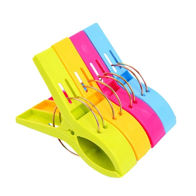8 PCS PLASTIC Cloth Clips Strong Metal Beach Towel Clips for Loungers ...
