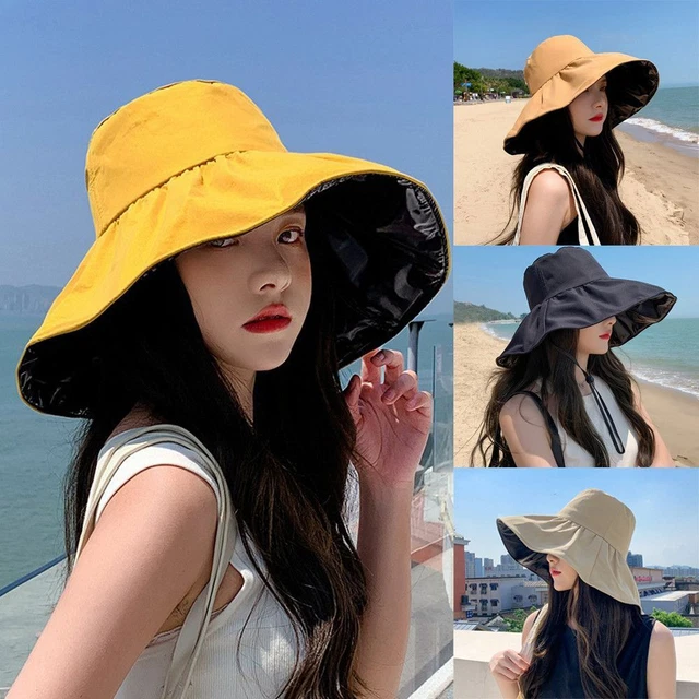 WOMEN FOLDABLE PANAMA Hat Portable Sun Hat Beach Cap Fisherman Cap ...
