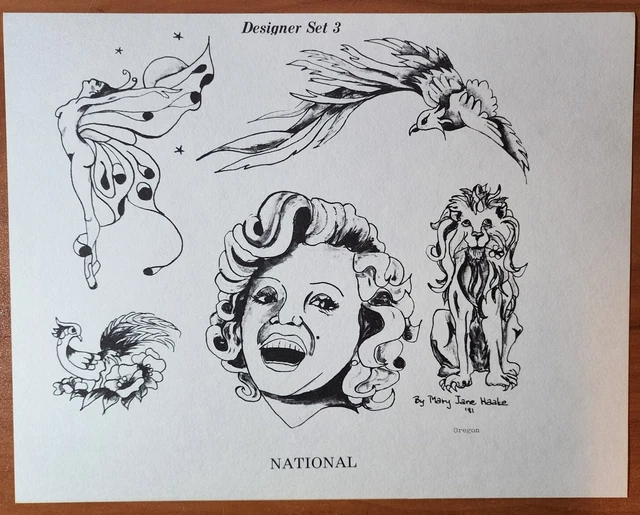 ORIGINAL TRADITIONAL VINTAGE 1981 National Tattoo Flash Sheet Mary Jane ...