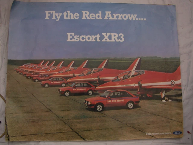 ORIGINAL FORD ESCORT Mk3 XR3 Fly The Red Arrows Showroom Poster ...