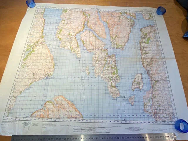 WW2 BRITISH ARMY 1933 MILITARY EDITION General Staff map ISLAND OF BUTE ...