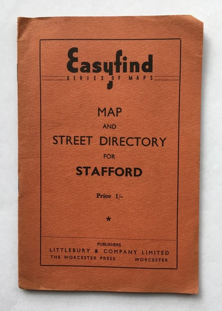 VINTAGE EASYFIND MAP and Street Directory for Stafford 1950s £5.50 ...