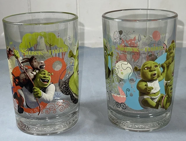 MCDONALDS DREAMWORKS 2007 Shrek the Third Glass Collector's Cup Set Of ...