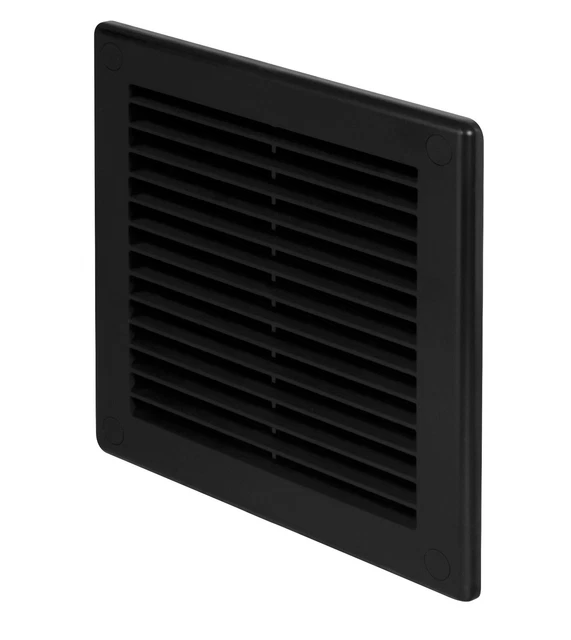 BLACK AIR VENT Grille with Fly Screen / Flat Ventilation Cover / Louvre ...
