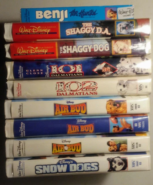 9 VHS LOT Walt Disney live action dog movies Air Bud 101 Dalmatians ...