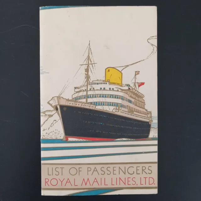 RMS ANDES ROYAL Mail Lines Passenger List Southampton Cherbourg January ...