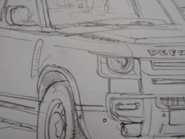 ORIGINAL A4 PENCIL Drawing Sketch of a Land Rover Defender 90 Car EUR ...