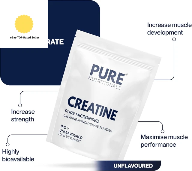 CREATINE MONOHYDRATE POWDER 1Kg - Unflavoured, 100% Pure Micronised ...