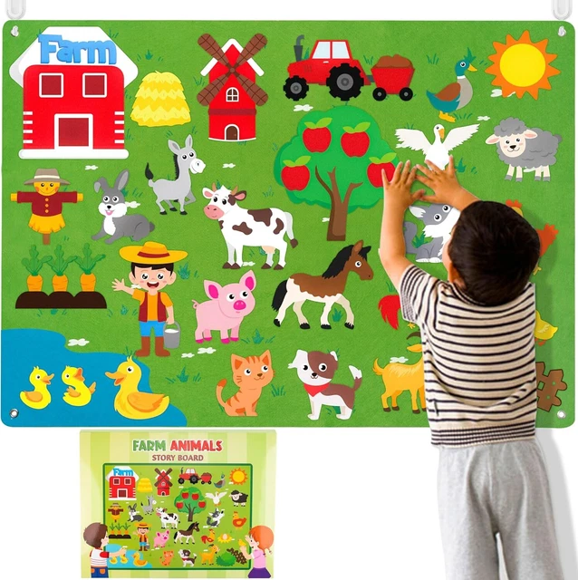 WATINC FARM ANIMALS Felt Story Board Set 3.5Ft 38Pcs Preschool ...