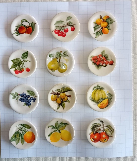 SERIE DE 12 feves assiettes les fruits du verger 2005 clamecy EUR 8,00 ...