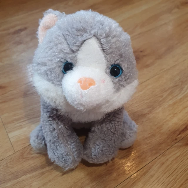 KEEL TOYS CAT Grey White Kitten Sitting Up Soft Toy Plush Comforter ...