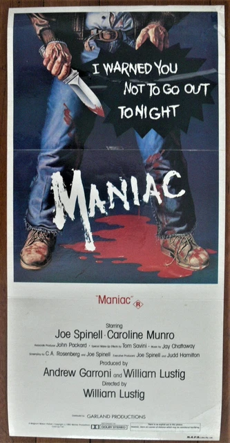 MANIAC ORIGINAL 1982 Daybill Laminated Horror Movie Poster Caroline ...