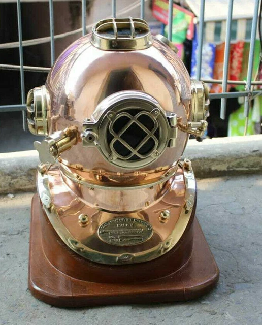 AMÉRICAIN MARINE PLONGEUR Ancien Plongée Casque Avec Base Nautique Mark ...
