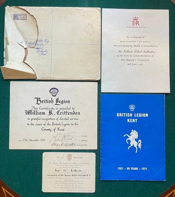 ANTIQUE QUEEN ELIZABETH II Coronation Medal Document Invitation British ...
