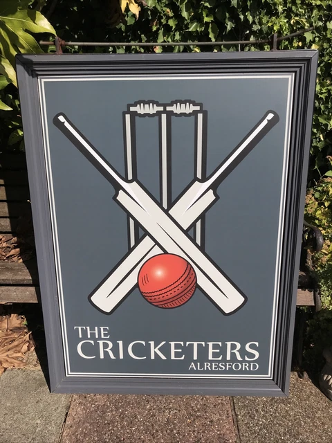 ORIGINAL ‘THE CRICKETERS ’ Double Sided Pub Sign Approx Size 92cm x ...